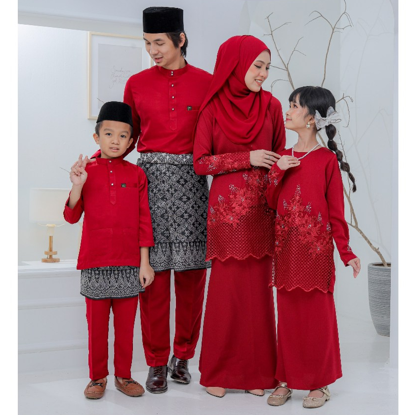LUNA MAROON | SET FAMILY MAROON | KURUNG MODEN LUNA 1.0 | BAJU SEDONDON ...