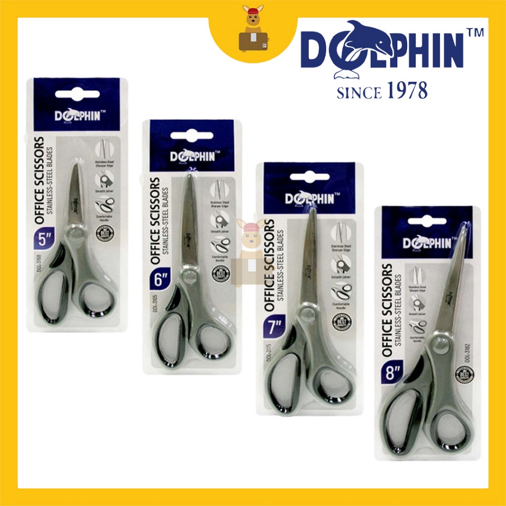 DOLPHIN Scissor Stainless Steel Blades Scissors (5"/ 6"/ 7"/ 8") Heavy ...