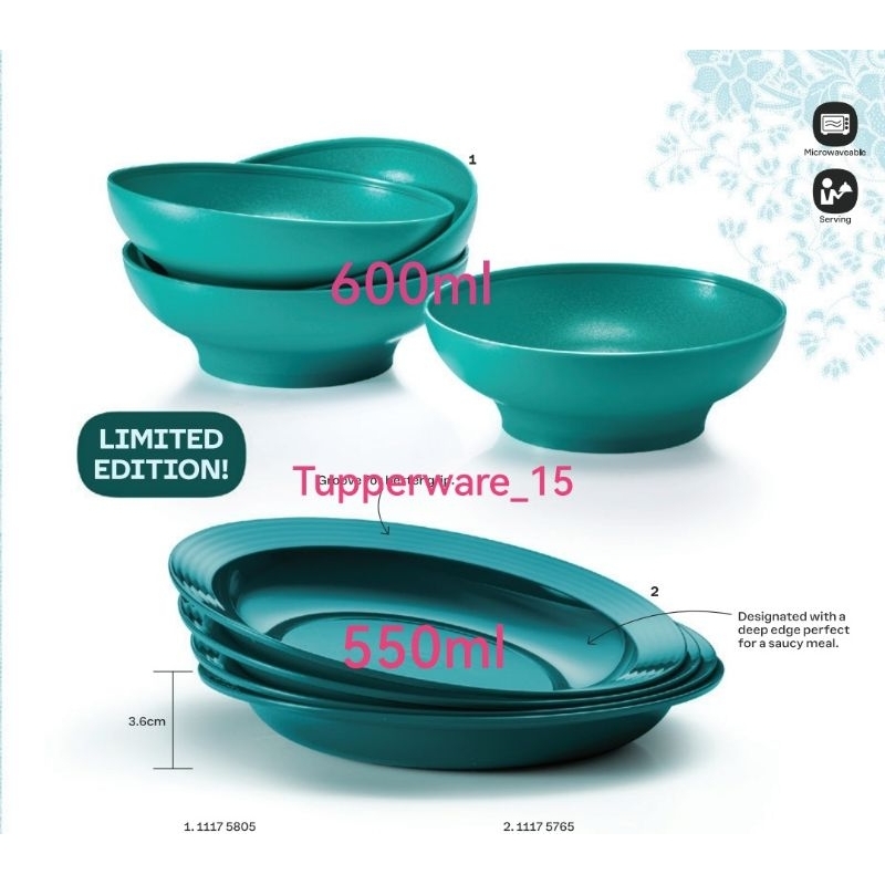 Tupperware Gourmet Plate 550ml 4pcs Bowl 600ml(4) | Shopee Malaysia