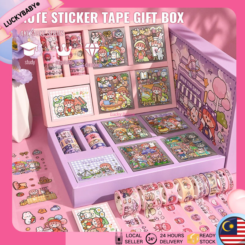 Ready⚡ 185 Handbook stickers note gift box children's girl tape ...