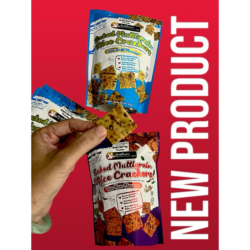 Sea salt flavour multigrain rice cracker 50gm /Tom Yum flavour ...