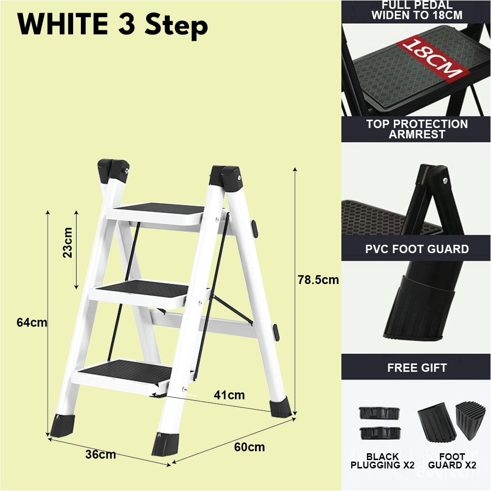 Tangga Lipat Ladder Heavy Duty Foldable Ladder Stool 2 in 1 Household 3 ...