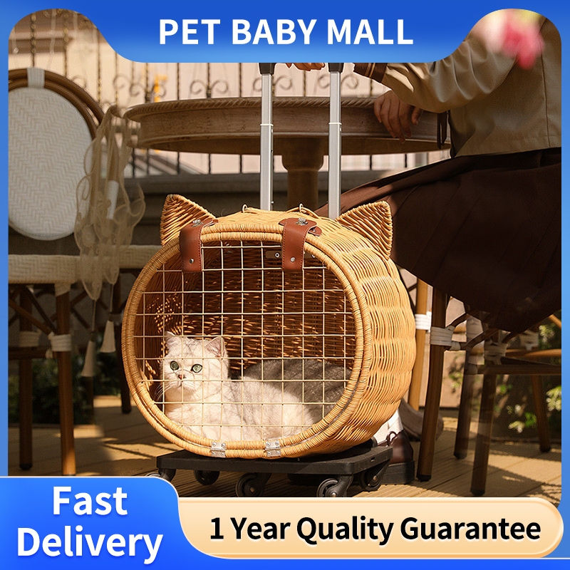 Cat Bag Portable Outgoing Pet Trolley Case Woven Luggage Bag Dog Bag ...
