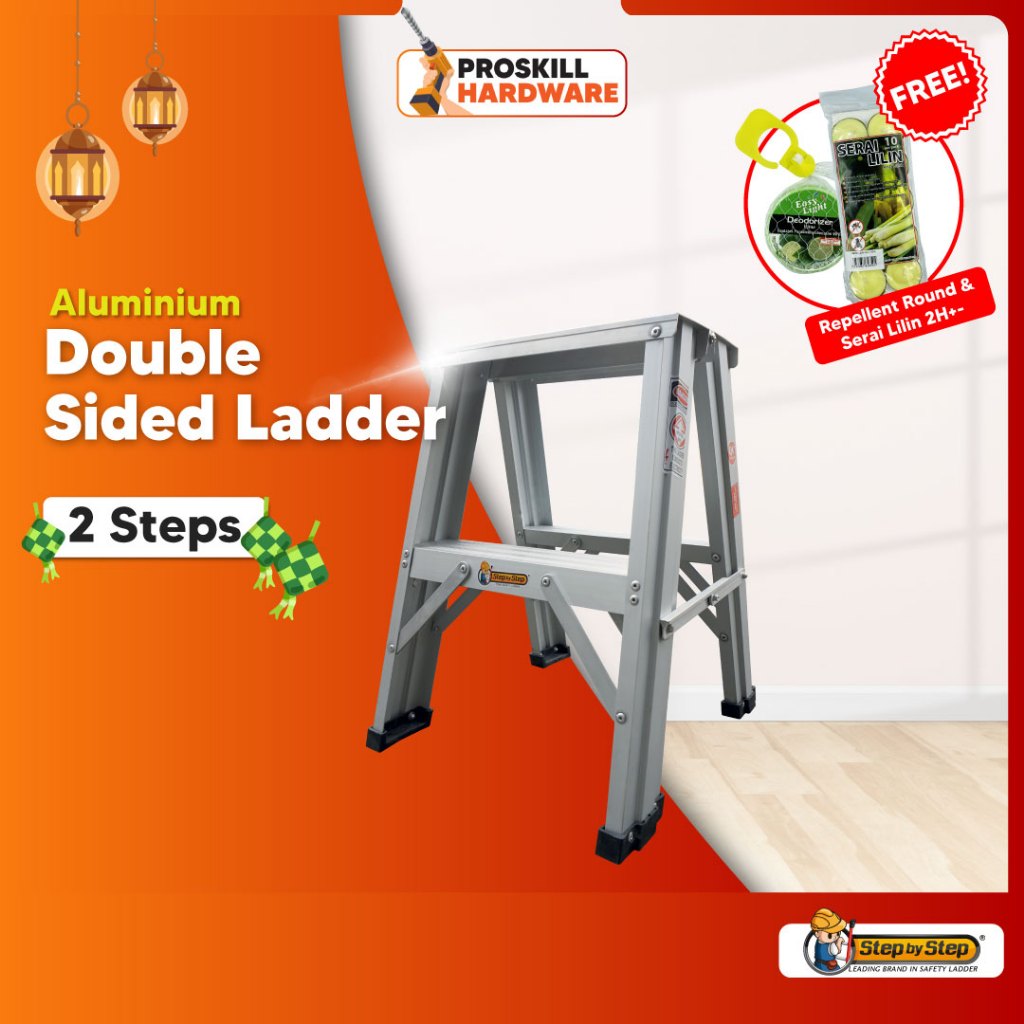 PROSKILL HARDWARE Aluminium Step Ladder Double Sided Ladder Heavy Duty House Ladder / Tangga ...