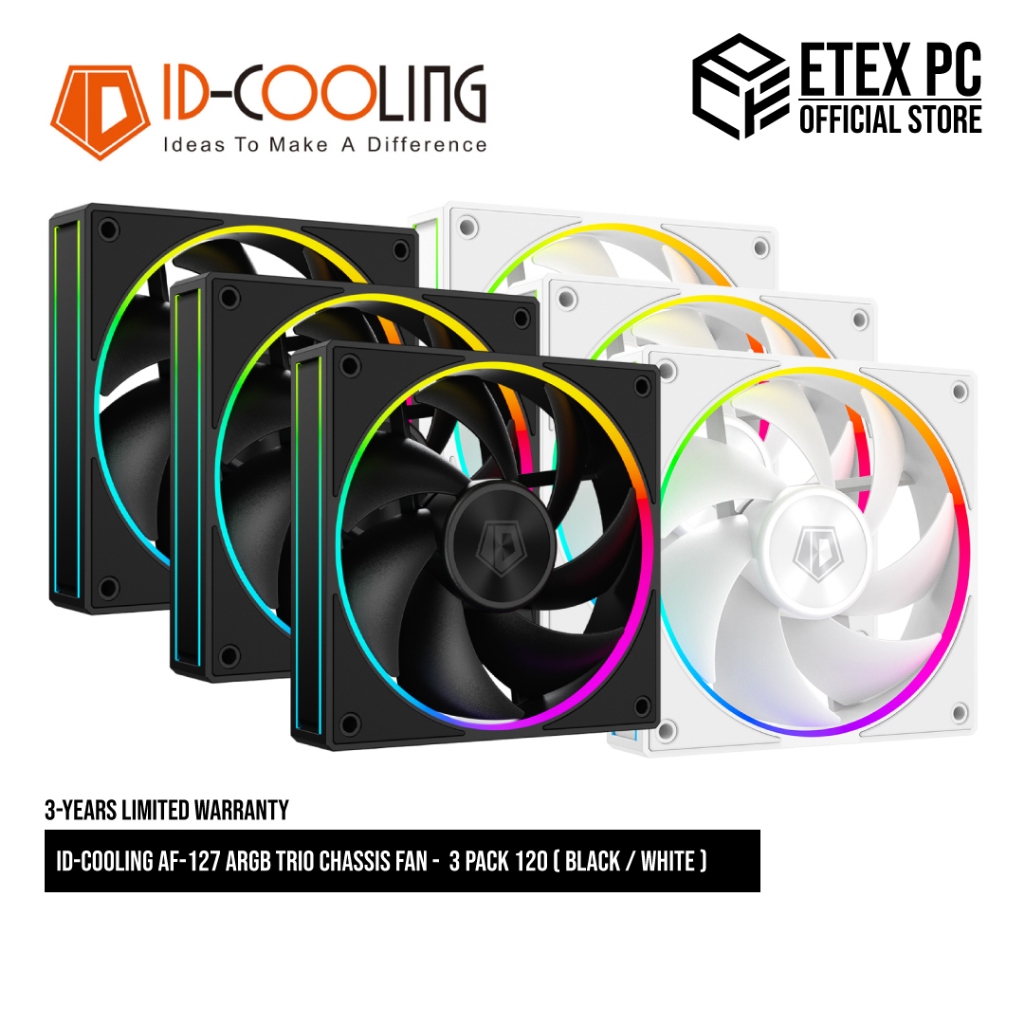 ID-COOLING AF-127 ARGB TRIO Casing Fan - 3 Pack ( Black / White ...