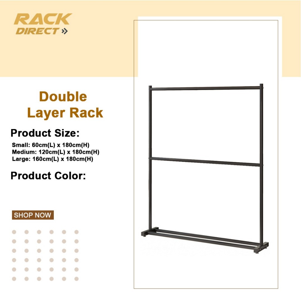 𝐑𝐚𝐜𝐤 𝐃𝐢𝐫𝐞𝐜𝐭 Double Layer Rack Single Pole Strong Steel Laundry Rack ...