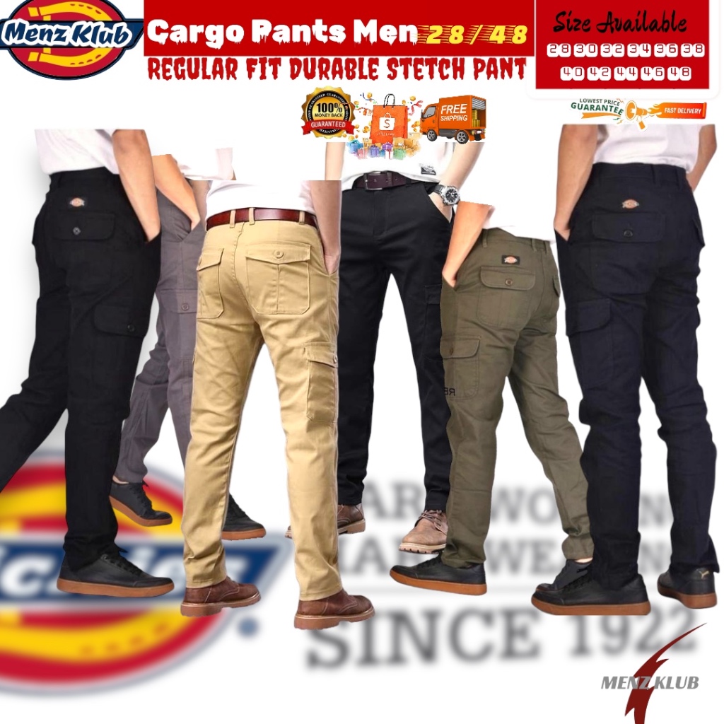 Seluar Cargo Lelaki Regular Fit Durable Stretch Six Pocket Cargo Pants ...