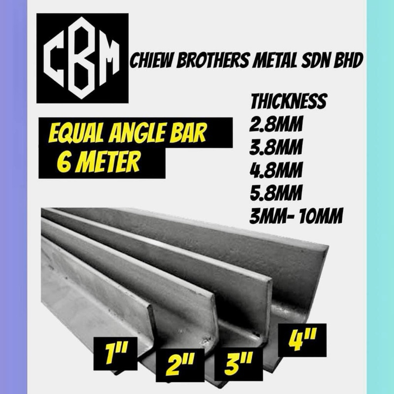 Besi- Mild Steel Angle Bar 1”x 1” , 1-1/2” x 1-1/2”, 2”x 2” , 3”x 3 ...