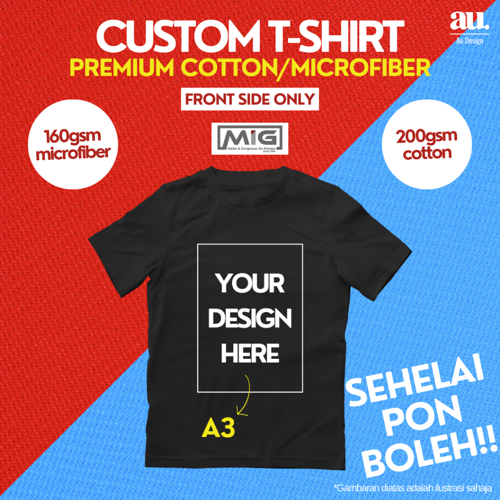 Custom T-Shirt Printing A3 DTF 160gsm Microfiber Jersey & 200gsm Cotton ...