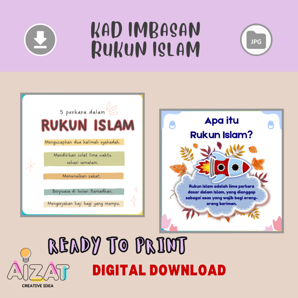 PDF [softcopy] Rukun Islam Kad Imbasan Flashcard Poster AKtiviti TABIKA ...