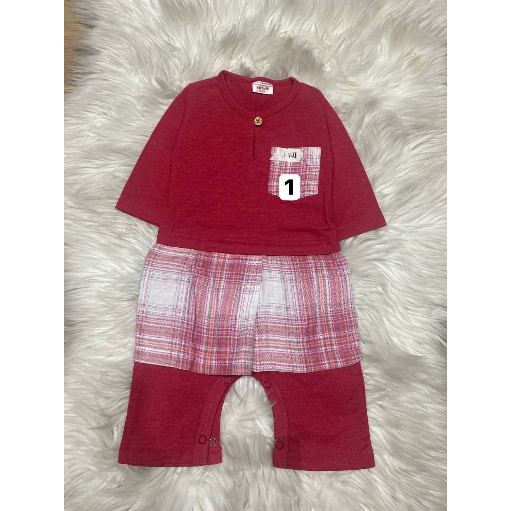 BAJU MELAYU BABY BOY ROMPER RAYA KAIN COTTON RED MERAH RED ORANGE MERAH ...