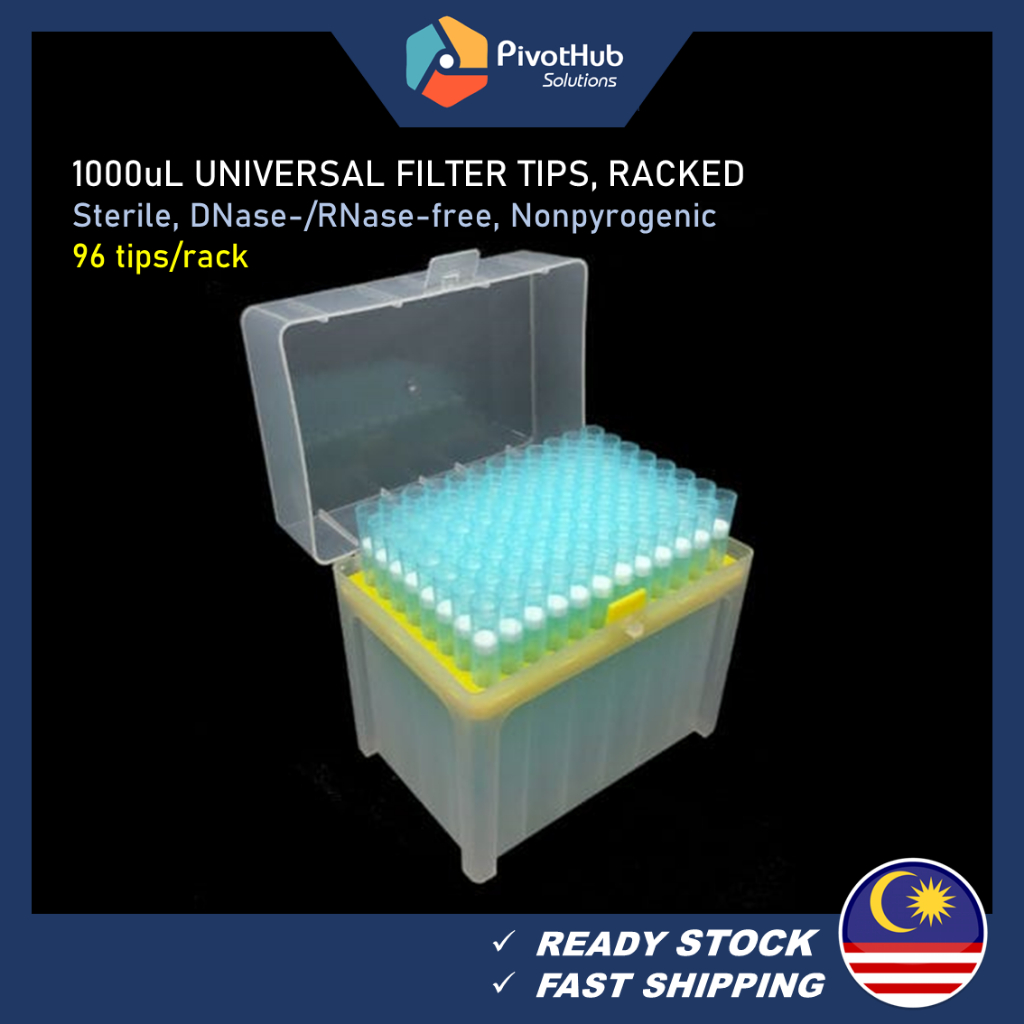 1000uL Filter Tips in Rack Sterile (96 tips/rack) 100-1000uL Racked ...