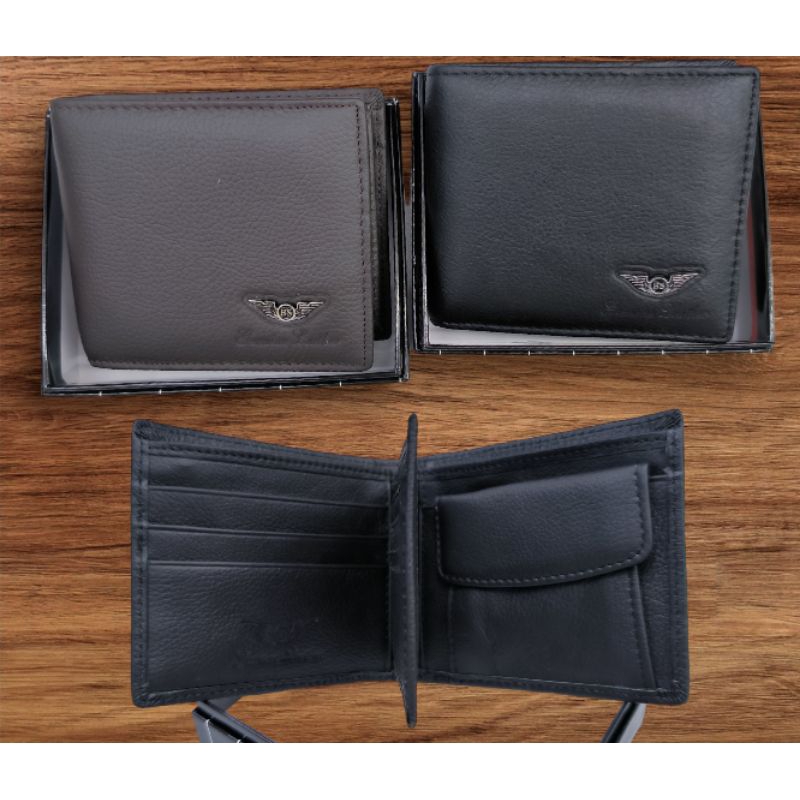 Original BS Men's Smart Grain Genuine Leather Short Button Wallet Purse ...