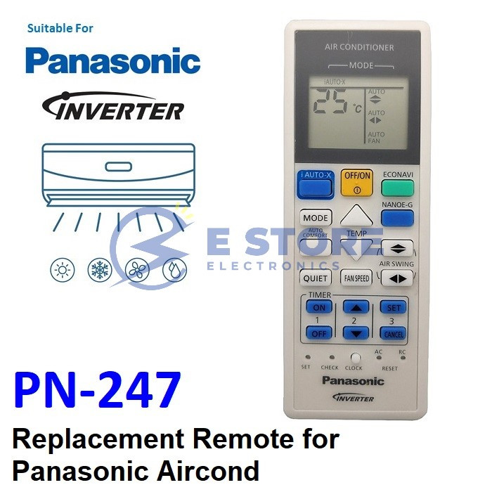 PANASONIC PN-247 Inverter Air Cond Replacement Remote Control | Shopee ...