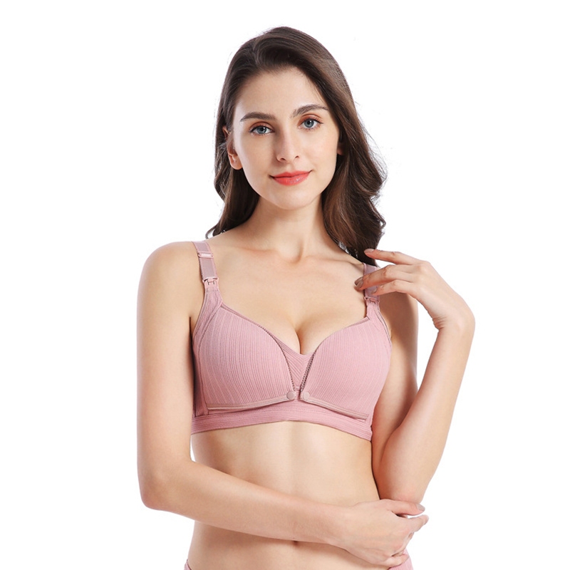 Cotton Nursing Bra Wireless U-Shaped Maternity Panties Front Buckle Breastfeeding Bra Deep V for ...