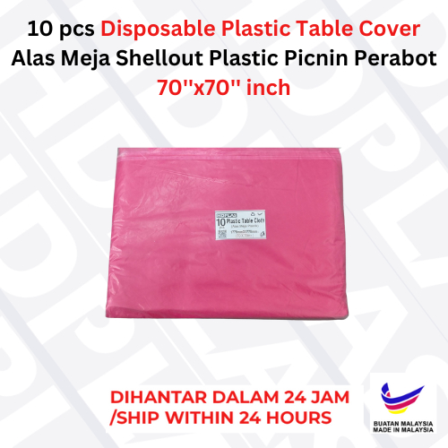 10 pcs Disposable Plastic Table Cover Alas Meja Shellout Plastic Picnin ...
