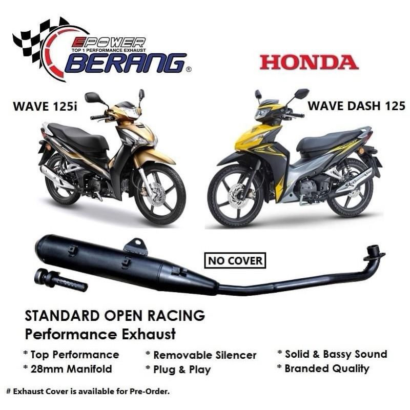 EJM DASH 125 WAVE 125i 28MM RACING EKZOS PIPE STD OPEN E POWER BELANG ...