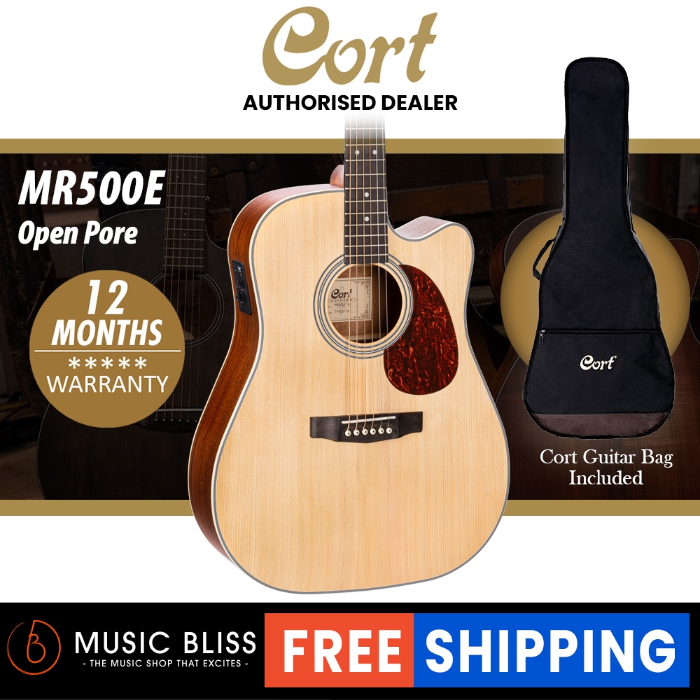 Cort MR500E Solid Top Acoustic Guitar with Bag - Open Pore / Brown ...