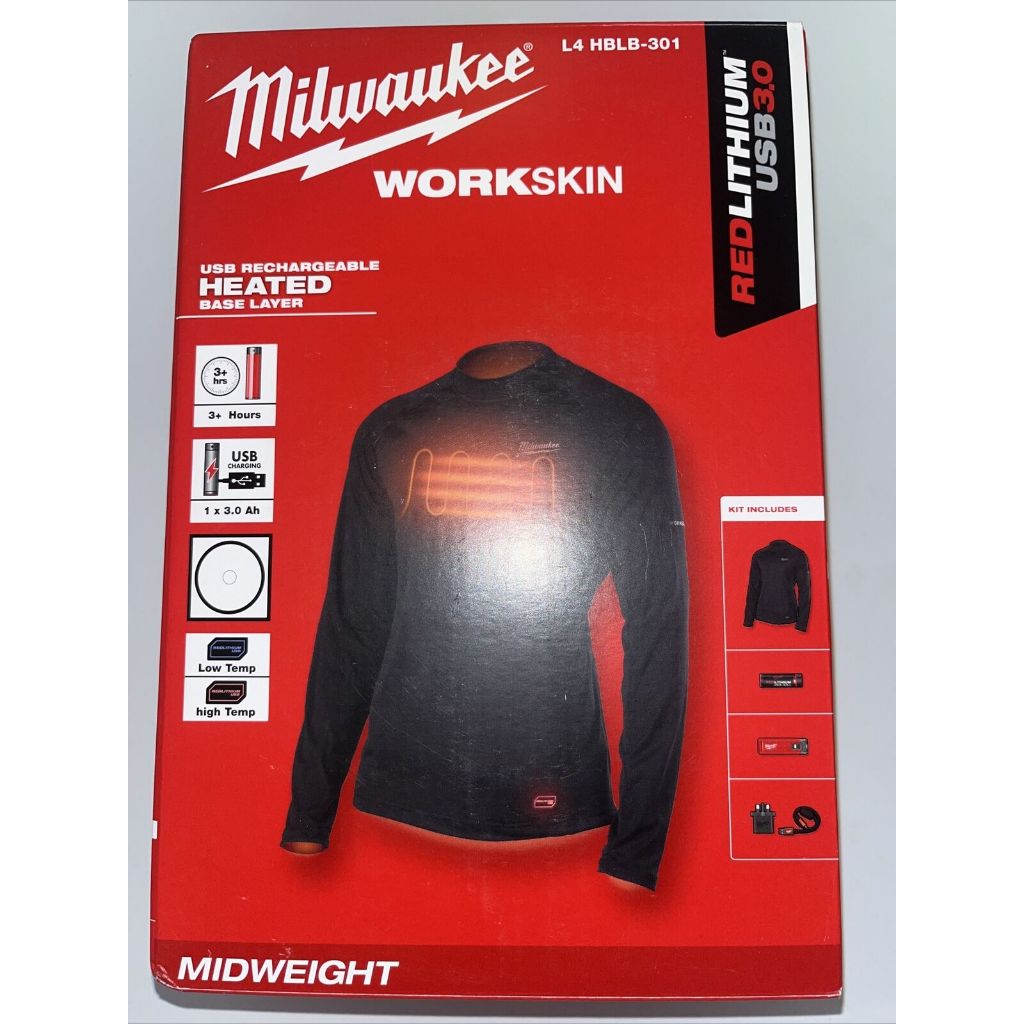 Original Milwaukee Rechargeable USB Heated Workskin Base Layer Kit ...