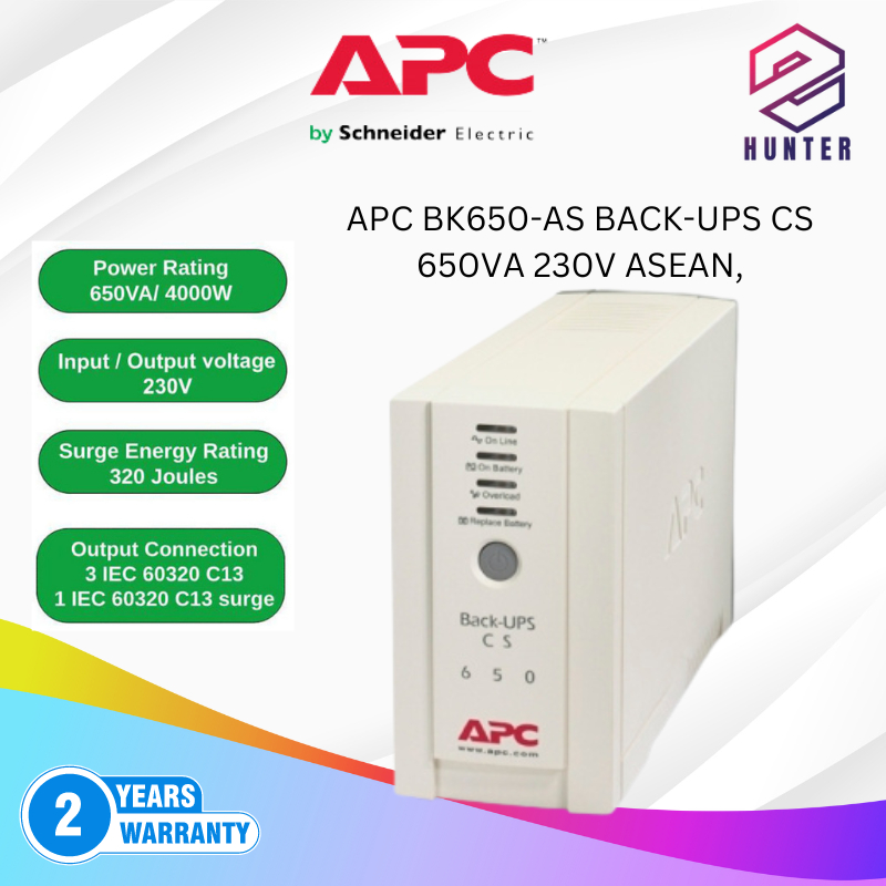 APC BK650-AS BACK-UPS CS 650VA 230V ASEAN, APC UPS | Shopee Malaysia
