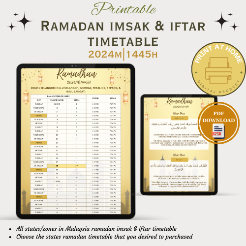 Printable Ramadan Imsak Iftar Timetable 2024 | 1445H All Malaysia ...