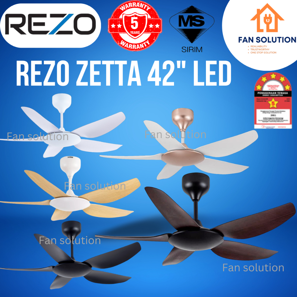 REZO ZETTA 42" DC MOTOR CEILING FAN WITH REMOTE CONTROL / KIPAS CEILING REZO [READY STOCK ...