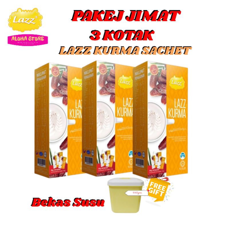 Free Bekas Susu | LAZZ KURMA SACHET |Kombo 3 kotak 60sachet x 25g ...