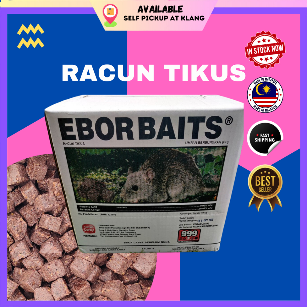 EBOR BAITS 10Kg sawit koko sawah padi rodenticide class 4 racun tikus ...