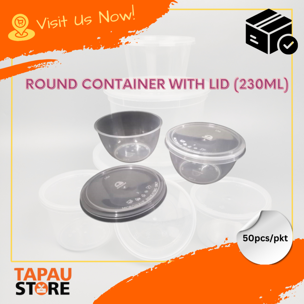 (50PCS) RW2 PP Round Container with Lid (CB Brand - 230ml) | Shopee Malaysia