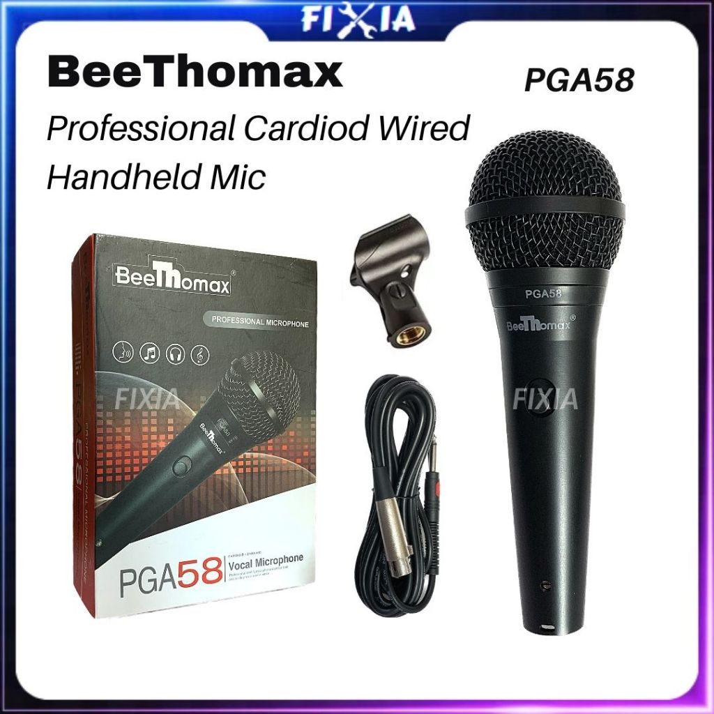 BeeThomax PGA58 PGA-58 Professional Hi-fidelity Cardiod Dynamic Karaoke Wired Handheld ...