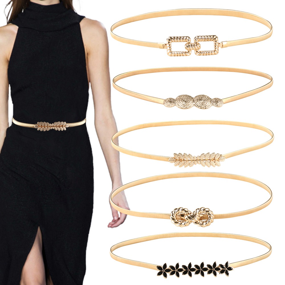 Zeena Malaysia Ready Stock Elegant Leaf Elastic Metal belt women belt ...