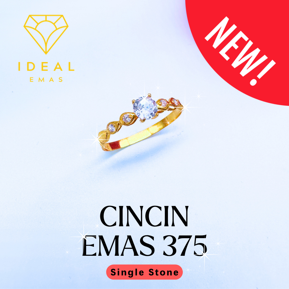 IDEAL Original Emas 375 Chinta Satu Single Stone 9k Lawa Gold Ring ...