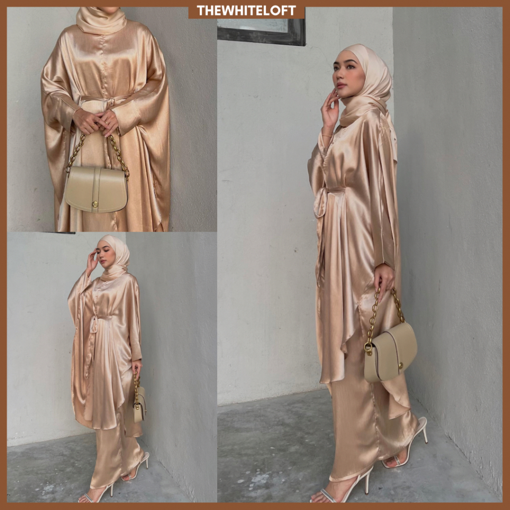 Readystock Seri Kaftan Haurabelle Baju Raya Moden Shimmer Silk Sejuk ...