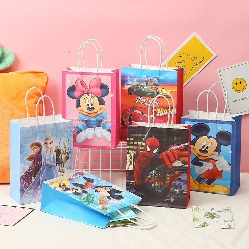 Cartoon Mickey Minnie Frozen Kraft Paper Bag Cute Shopping Gift box ...