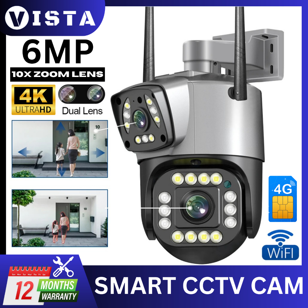 VISTA 6MP Dual Lens CCTV Wireless Outdoor Waterproof 360 WiFi Camera ...