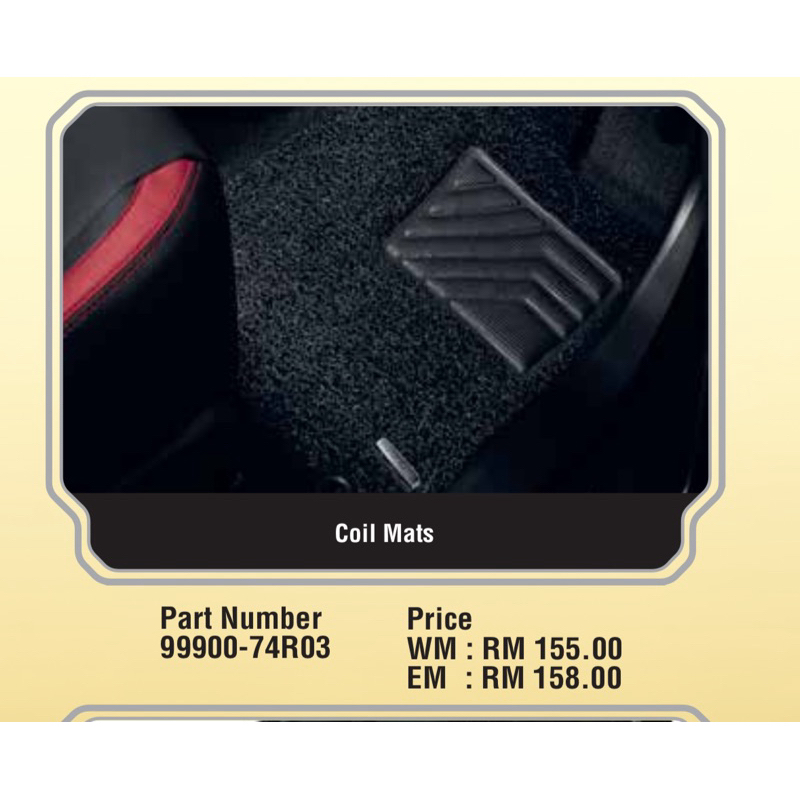 PERODUA Original Gear Up - Coil Mat ( Myvi / Ativa / Bezza / Axia ...