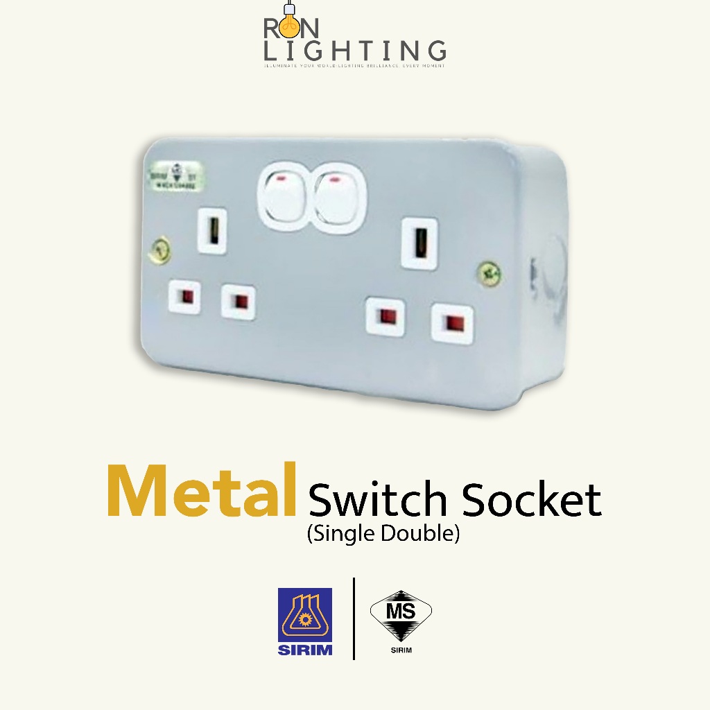 Pure Copper 13AMP Metal Socket 15A Metal Clad Switch Socket BESI DOUBLE ...