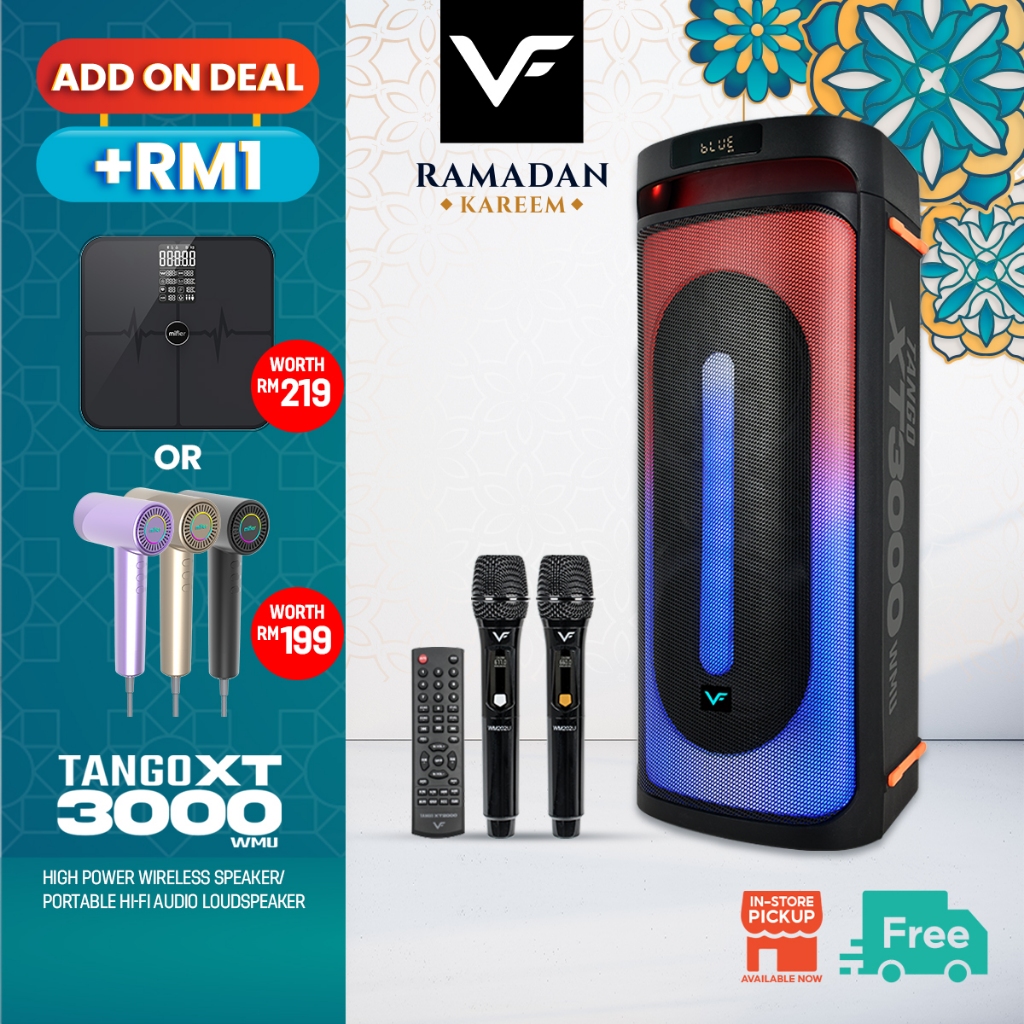 Vinnfier VF Tango XT3000 WMU 600W Bluetooth Speaker HI-FI Loud PartyBox Karaoke Speaker FM Radio ...