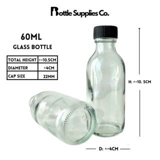 60ml Empty Shot Glass bottle Clear Glass Bottle Round Bottom with Cap ...
