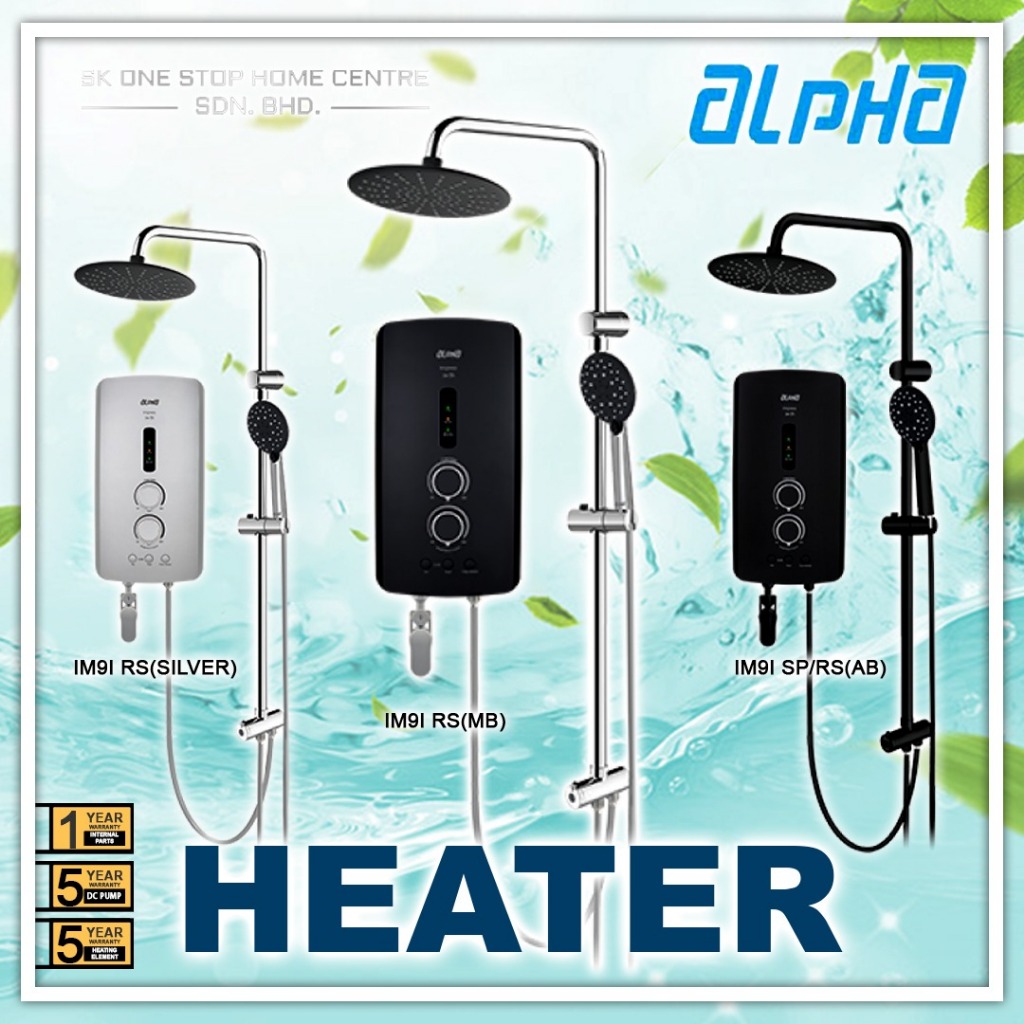 (Authorised Dealer) Alpha IM-9i Plus RS Instant Water Heater Rainshower Set with DC Pump ...