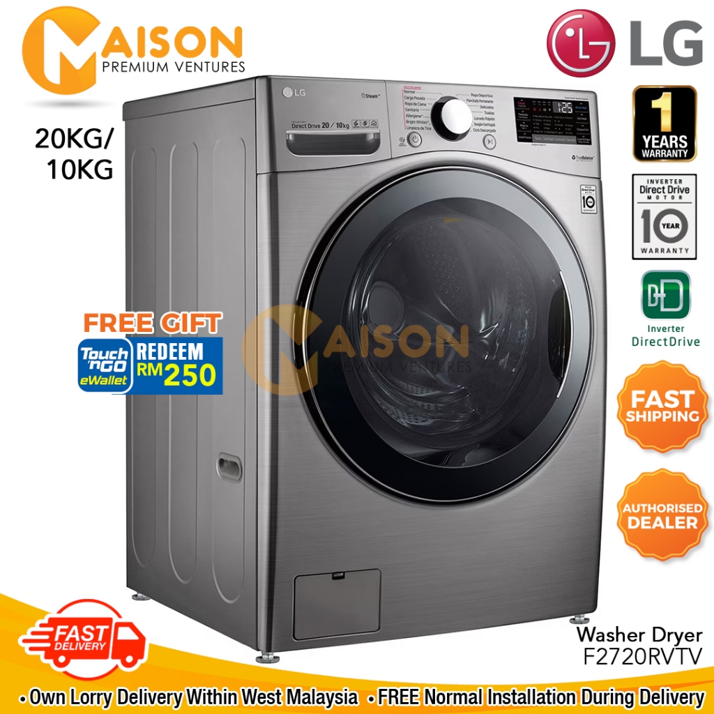 LG Inverter Washer Dryer 20kg /10kg with AI Direct Drive™ Steam+™ F2720RVTV | Shopee Malaysia
