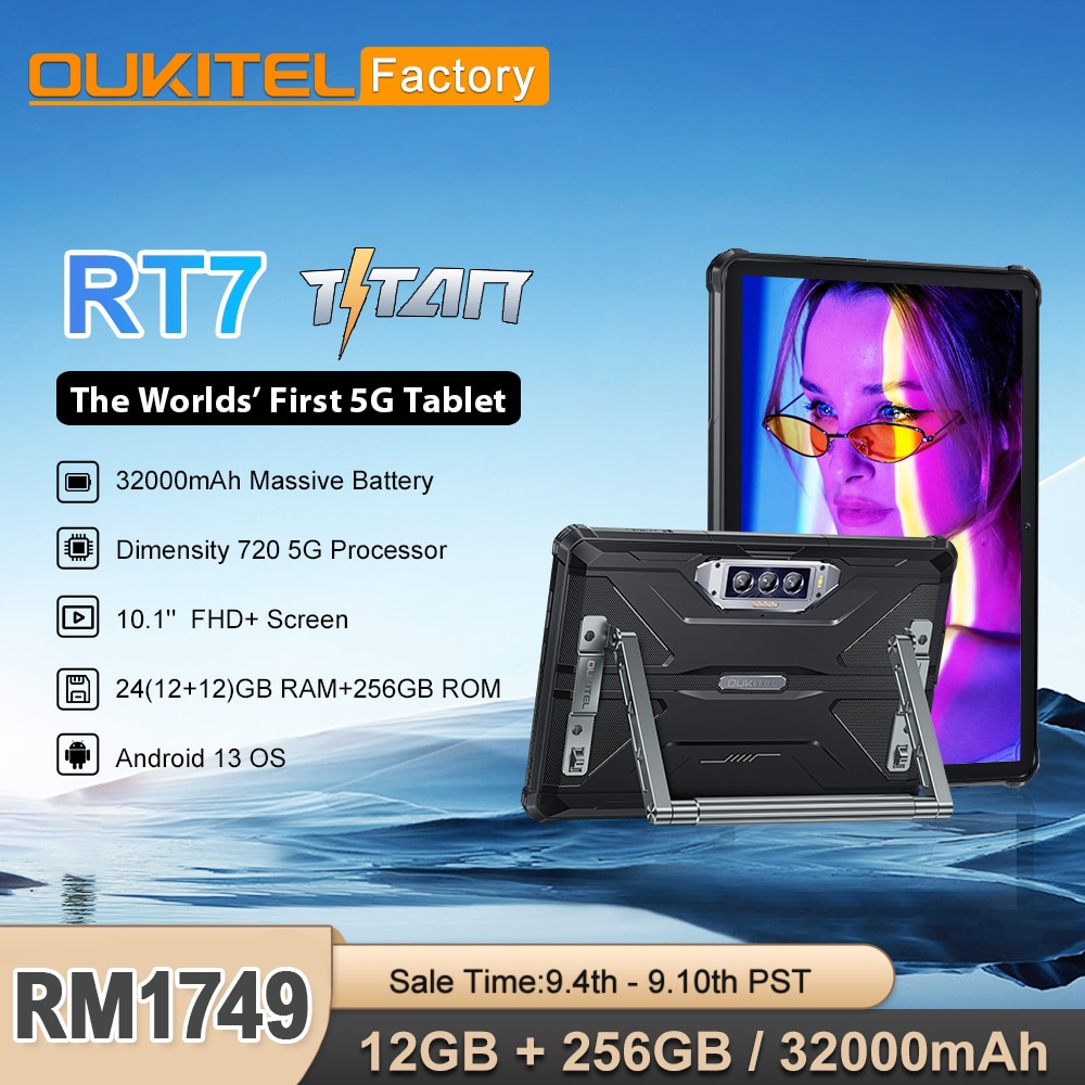 Oukitel RT7 TITAN 5G Rugged Tablet 10.1" FHD+ 32000mAh 24GB+256GB ...
