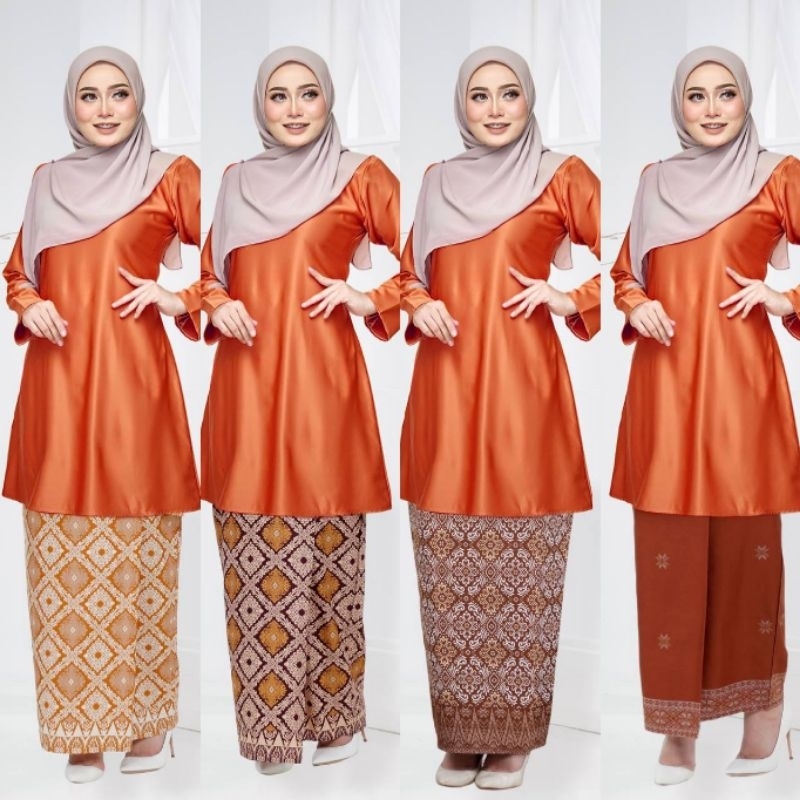 KURUNG RIAU BATIK ORANGE BRICK I OREN BATA SIZE XS TO 5XL | Shopee Malaysia
