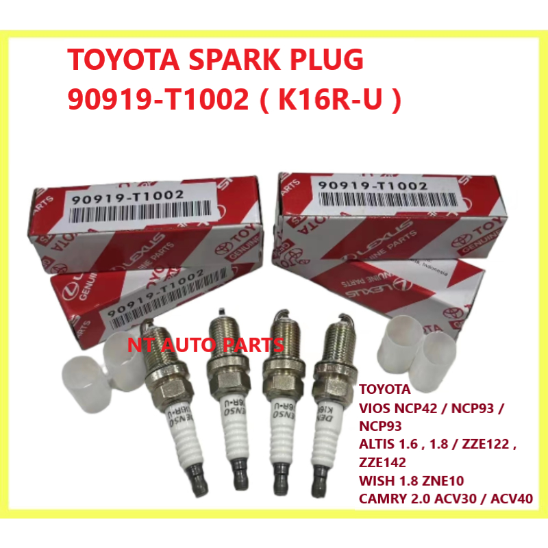 100% ORIGINAL SPARK PLUG TOYOTA VIOS ALTIS WISH CAMRY SPARK PLUG 90919-T1002(K16R-U) | Shopee ...