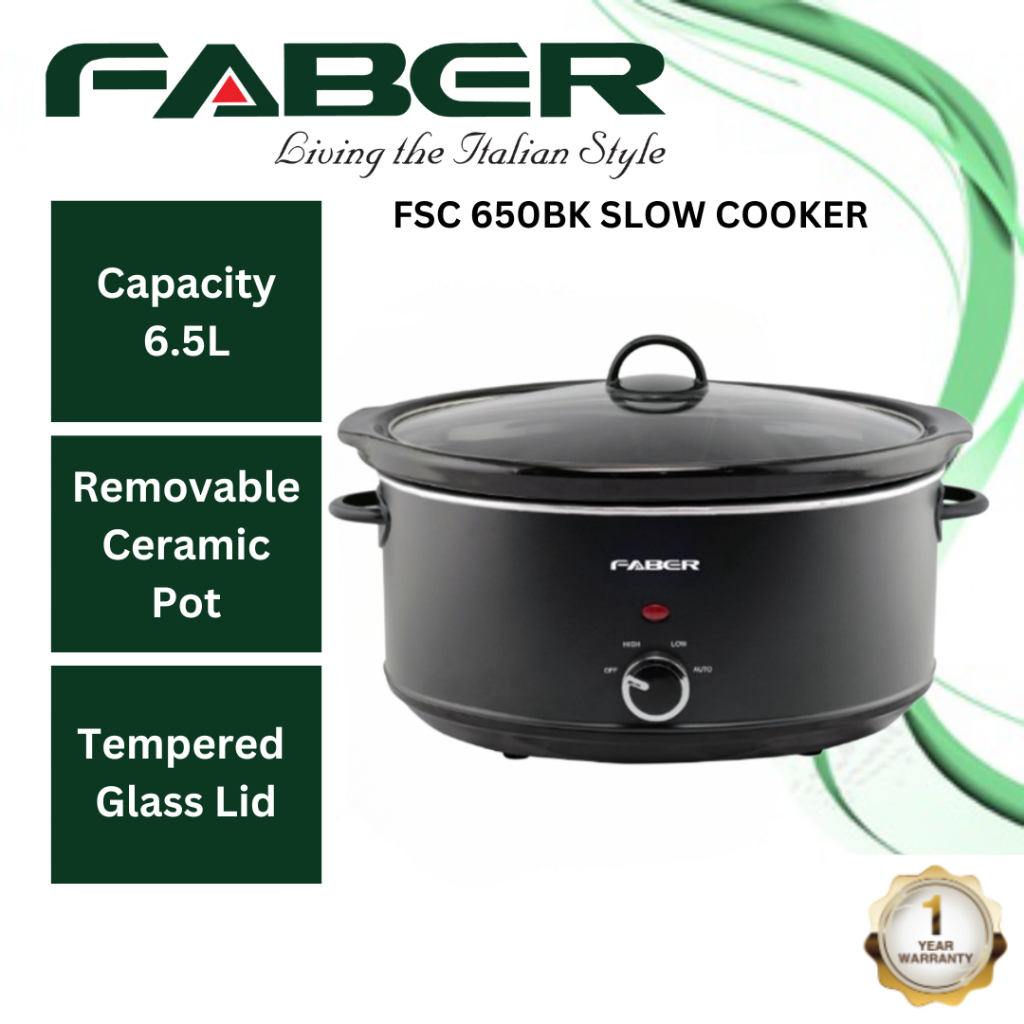 FABER Slow Cooker (6.5L) FSC 650 BK/ FSC 650BK / FSC 500BK | Shopee ...
