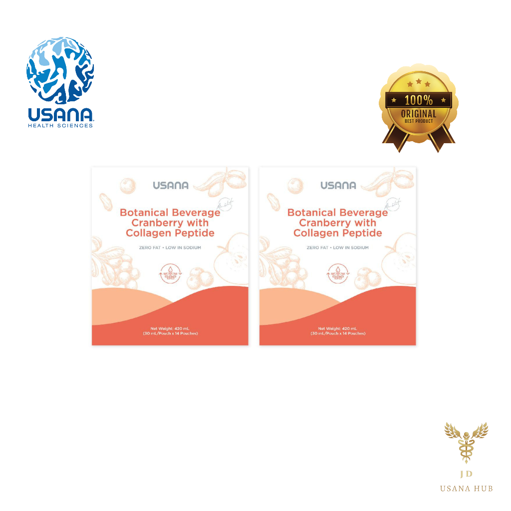 【Two Box】100% Original Usana Botanical Beverage CranBerry With Collagen ...