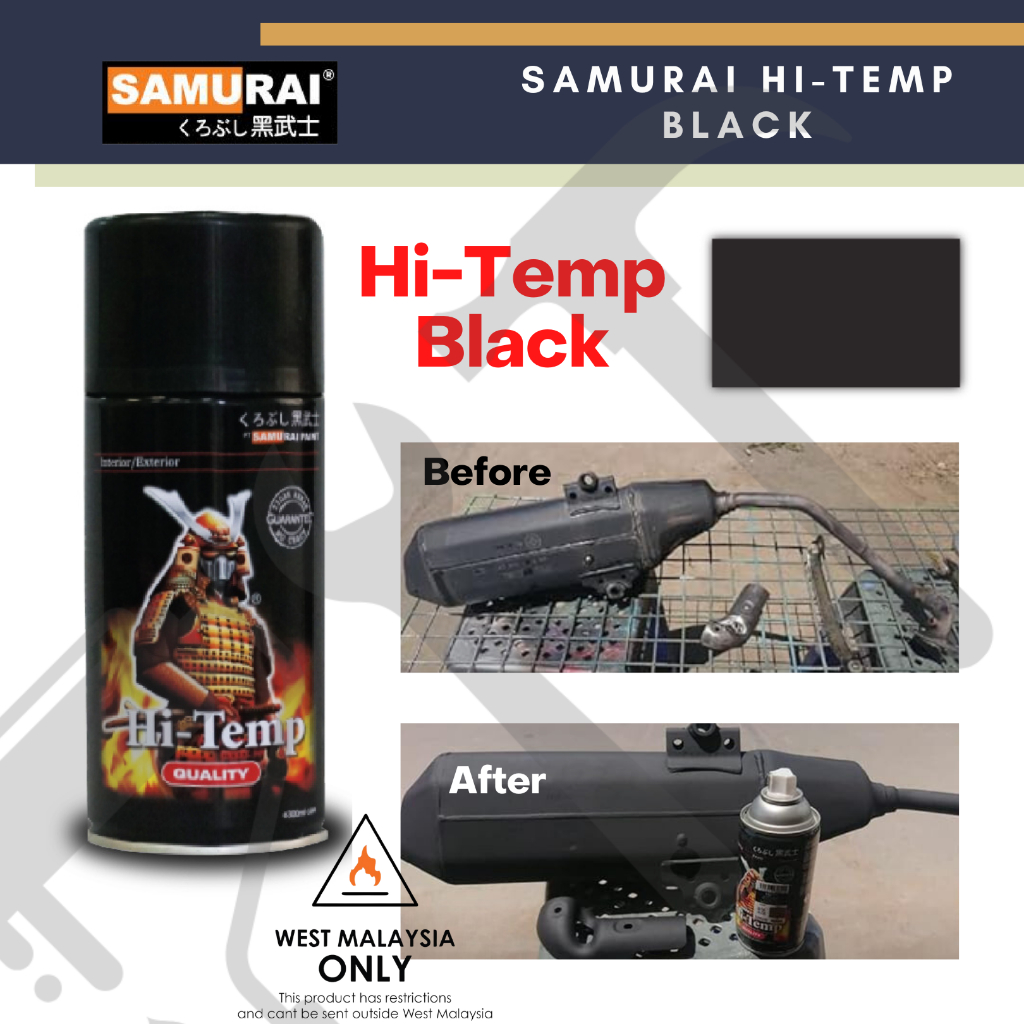 300ML Samurai Spray Paint Hi Temp Black H2 Spray Black High Temp Hitam ...
