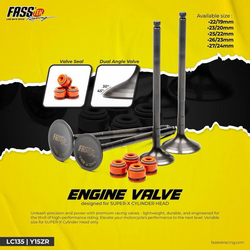 FASSTEK Racing SUPER-X Premium Valve Set 19 20 22 23 24 25 26 27 Yamaha LC 4S 5S Y15ZR FZ150i ...