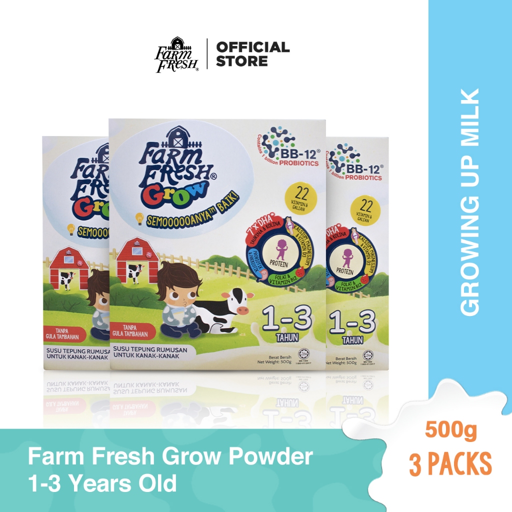 Farm Fresh Grow Powder 1-3 Years Old 500g x 3 Packs | Shopee Malaysia