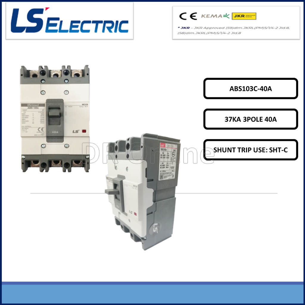 LS MCCB 3POLE MOLDED CASE CIRCUIT BREAKER MCCB, 3 POLE 37KA 40A/60A/75A/100A/125A(ABS103C ...
